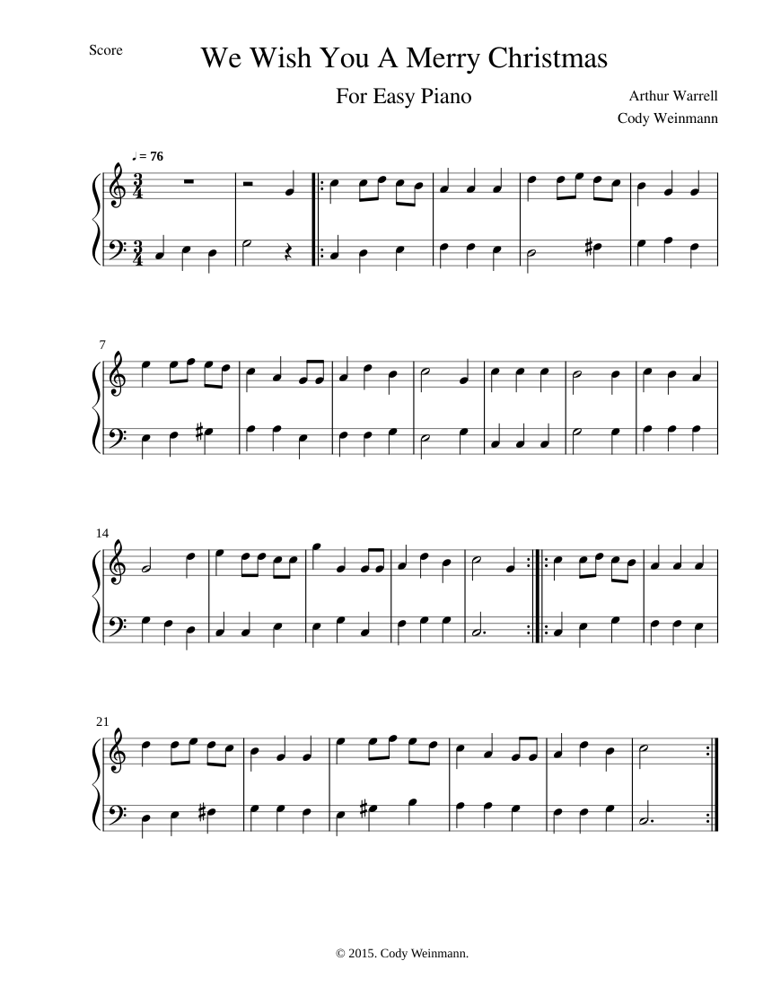 We Wish You A Merry Christmas Sheet music for Piano (Solo) Easy ...