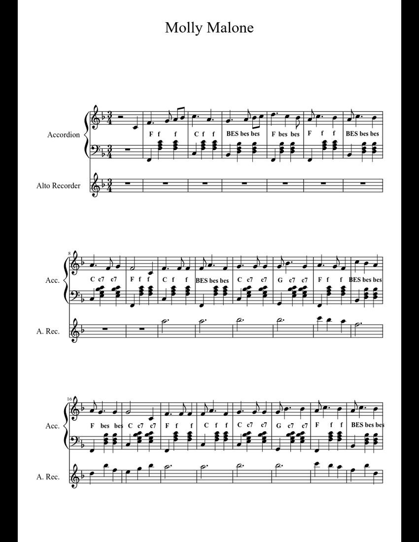 Molly Malone sheet music download free in PDF or MIDI