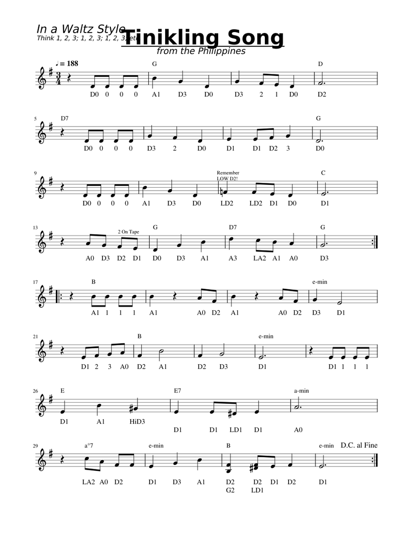 Tinikling for beginner violin Sheet music for Piano (Solo) | Musescore.com