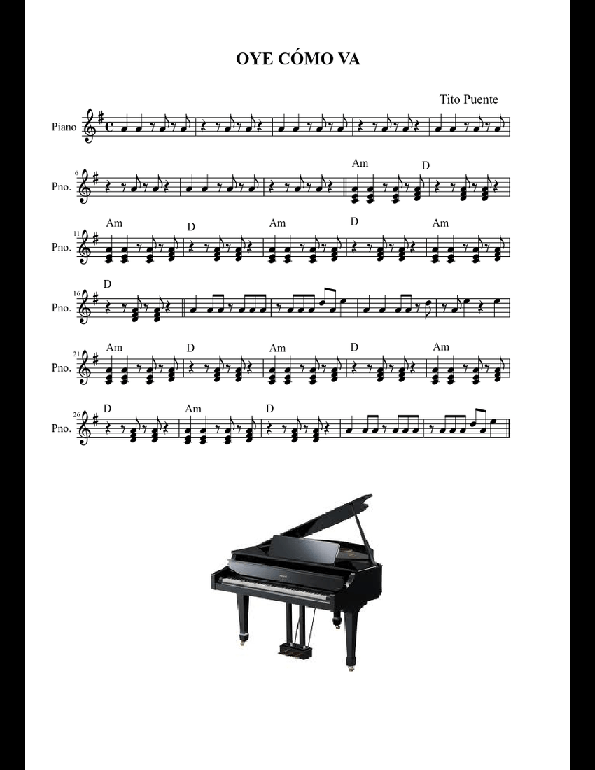 PIANO Oye cómo va sheet music download free in PDF or MIDI
