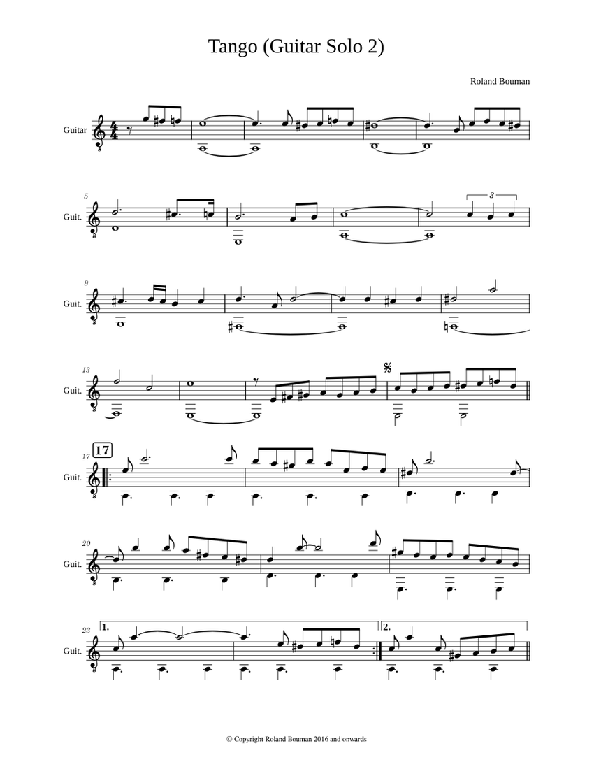 Tango (Guitar Solo 2) sheet music for Guitar download free in PDF or MIDI