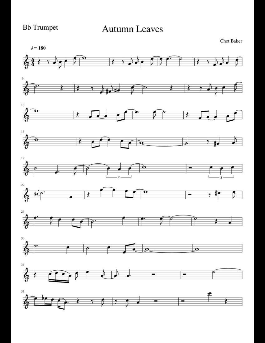 Autumn Leaves Sheet Music For Trumpet Download Free In PDF Or MIDI Autumn Leaves Sheet Music For Trumpet Download Free In PDF Or MIDI