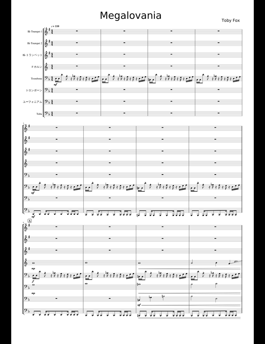 Megalovania (Brass octet arrange) sheet music for Trumpet, French Horn, Trombone, Tuba download ...