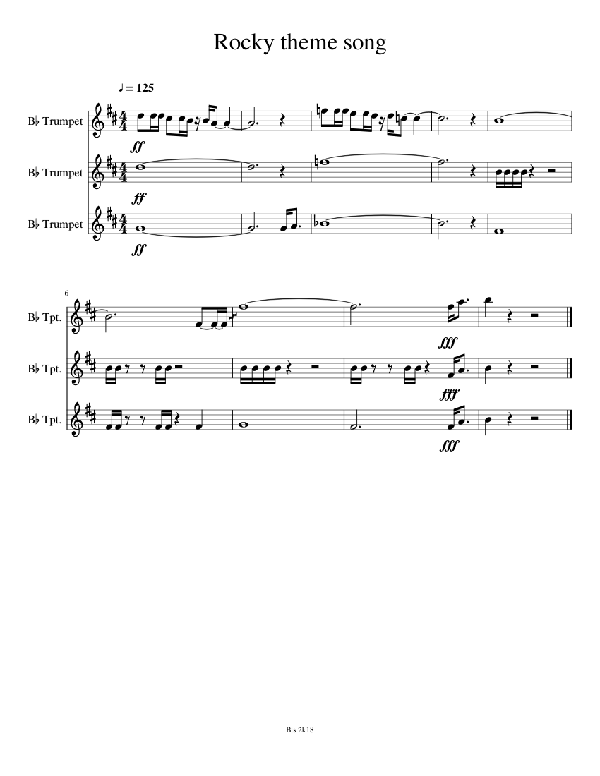Rocky theme song Sheet music for Trumpet | Download free in PDF or MIDI ...