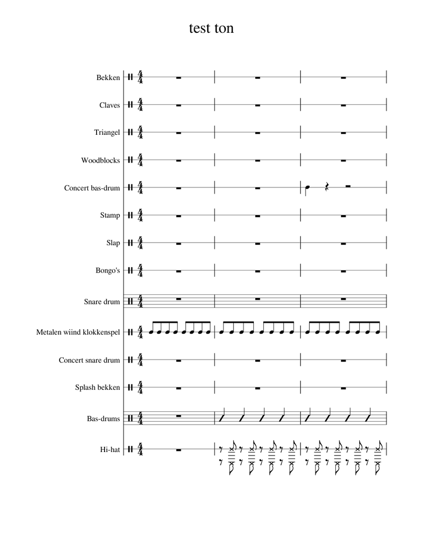 Percussion Try Sheet music for Snare Drum, Bass Drum, Crash, Triangle ...