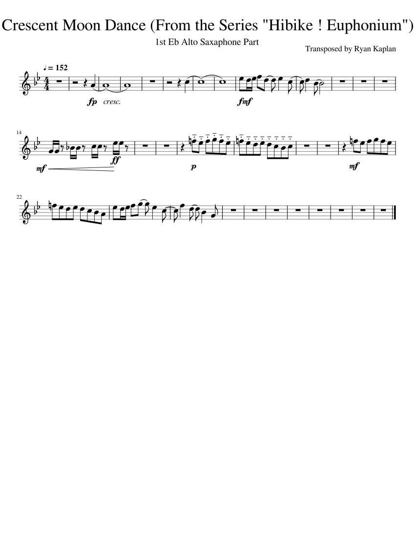 Crescent Moon Dance (From the Series "Hibike ! Euphonium") Sheet music for Alto Saxophone ...