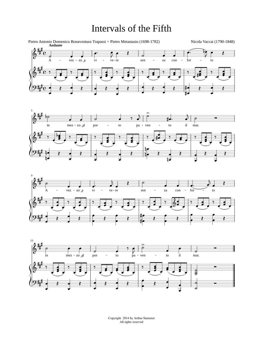 Vaccai Sheet music for Piano, Voice | Download free in PDF or MIDI ...