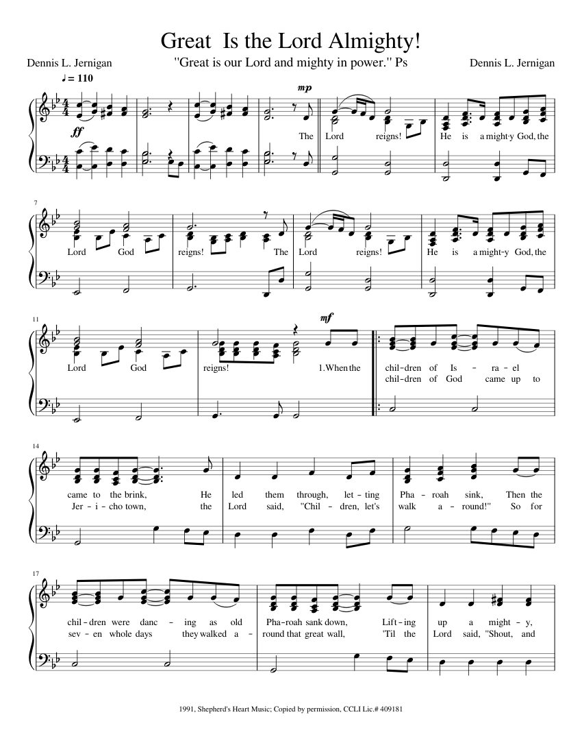 Great Is the Lord Almighty Sheet music for Piano (Solo) | Musescore.com