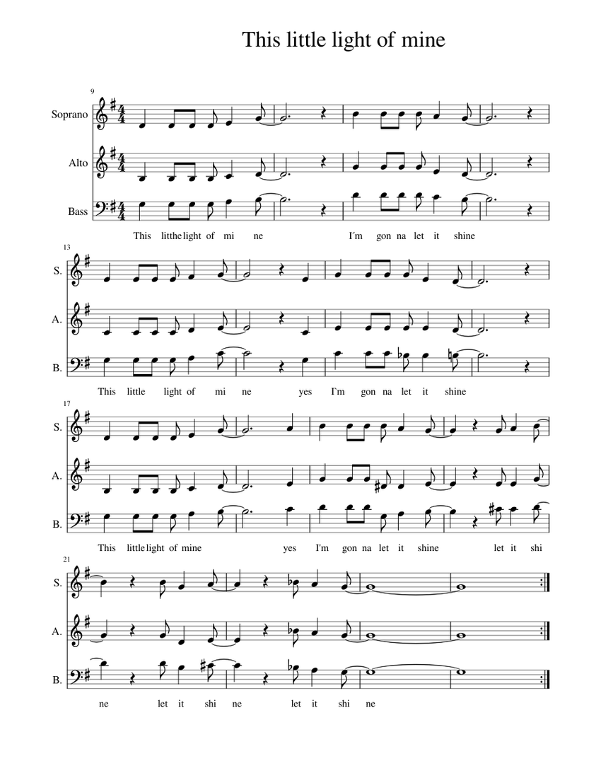 845-This little light of mine Sheet music for Piano | Download free in ...