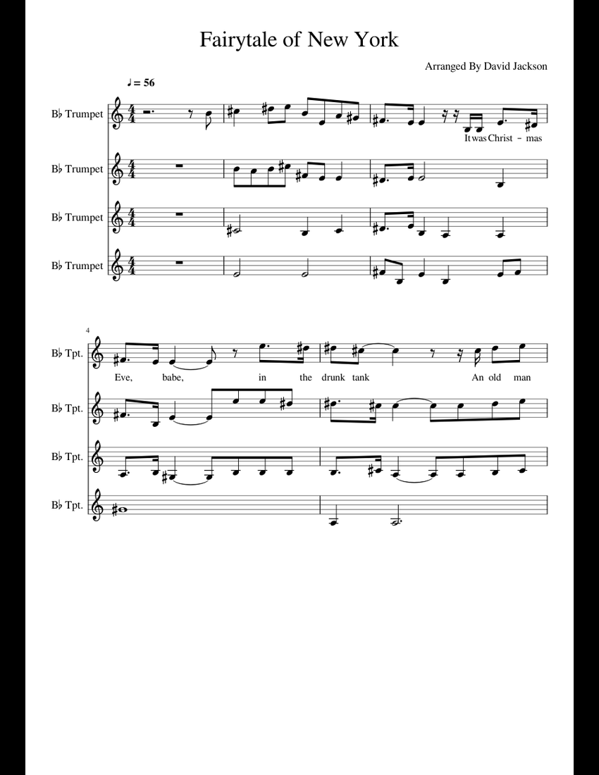 Fairytale of New York sheet music for Trumpet download free in PDF or MIDI