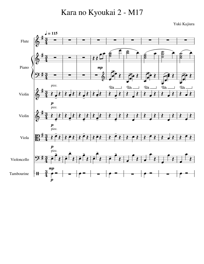Kara no Kyoukai 2 - M17 (Unfinished) Sheet music for Flute, Piano ...