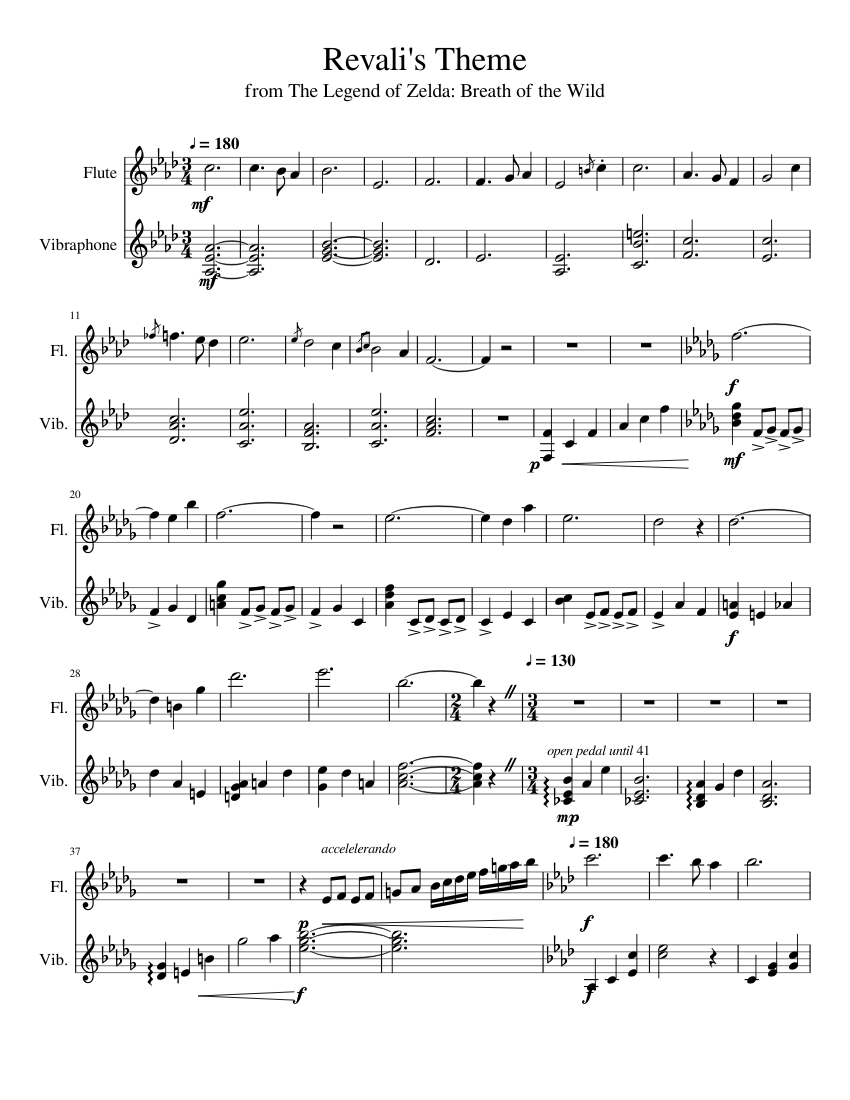 Revali's Theme Sheet music for Flute, Vibraphone (Mixed Duet) | Musescore.com