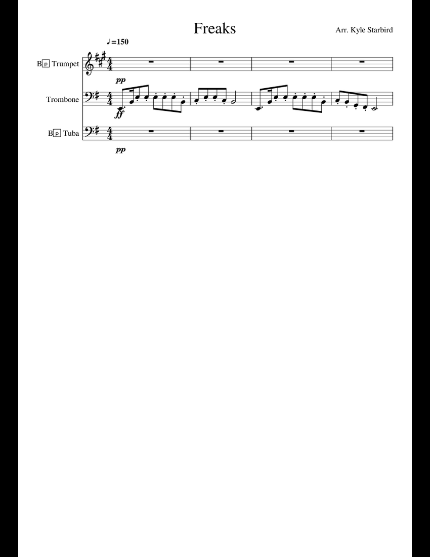 Freaks sheet music for Trumpet, Trombone, Tuba, Bass download free in ...