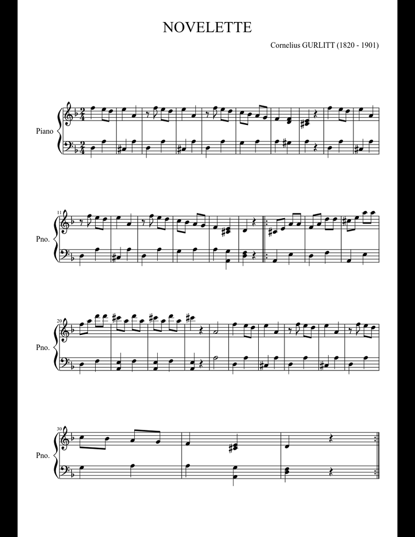 NOVELETTE sheet music download free in PDF or MIDI