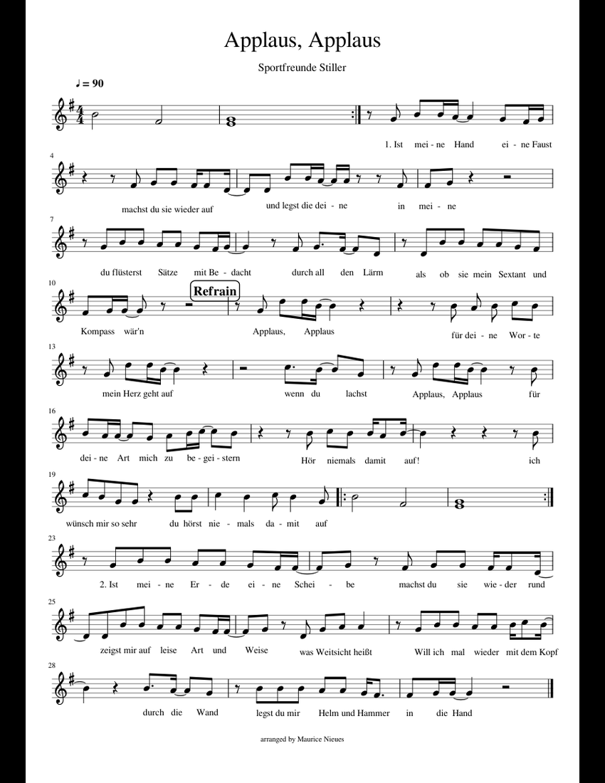Applaus Applaus (G Dur) sheet music for Piano download free in PDF or MIDI