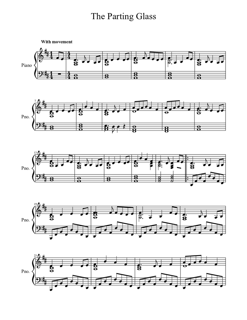 The Parting Glass Sheet music for Piano (Solo) | Musescore.com