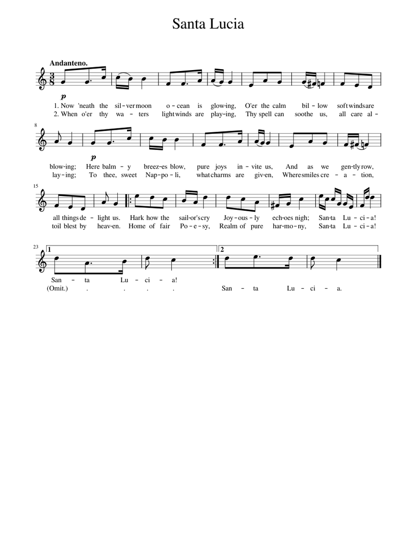Santa Lucia Sheet music | Musescore.com