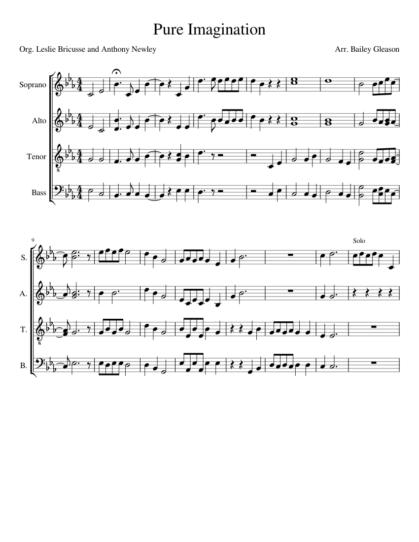 Pure Imagination Sheet music for Voice | Download free in PDF or MIDI ...