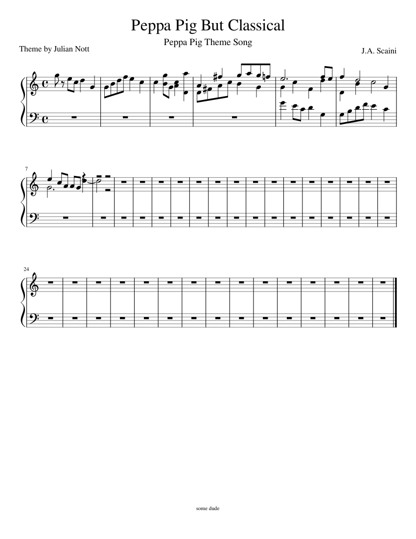 Peppa Pig But Classical sheet music for Piano download free in PDF or MIDI