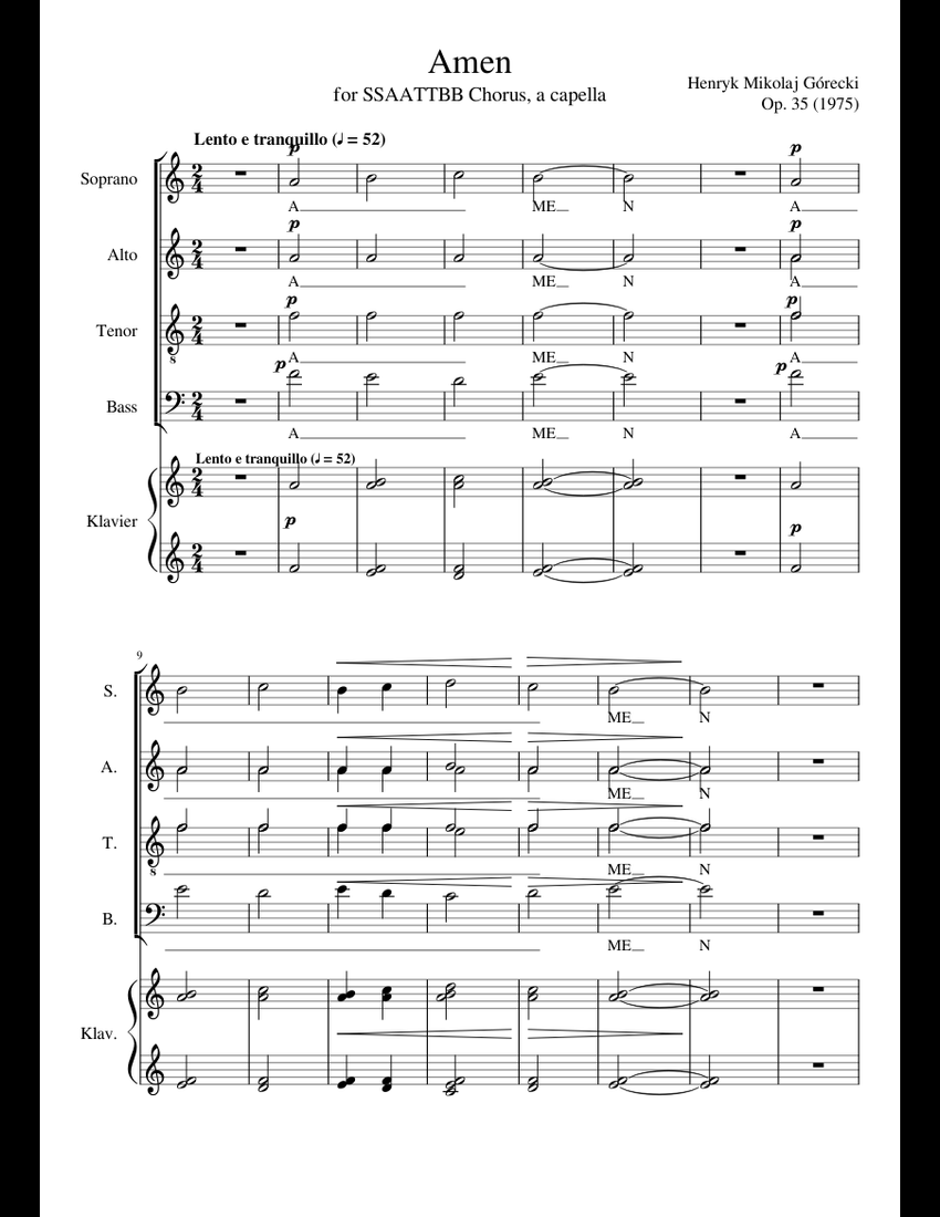 Amen sheet music for Piano, Voice download free in PDF or MIDI