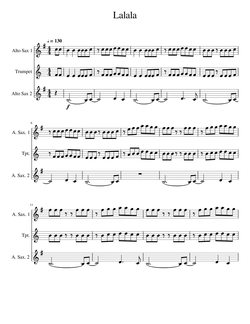 Lalala Sheet music for Alto Saxophone, Trumpet | Download free in PDF ...