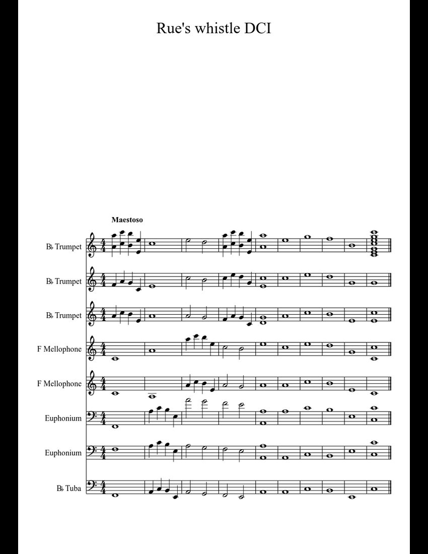 Rue's Whistle DCI Chord Progression sheet music download free in PDF or ...