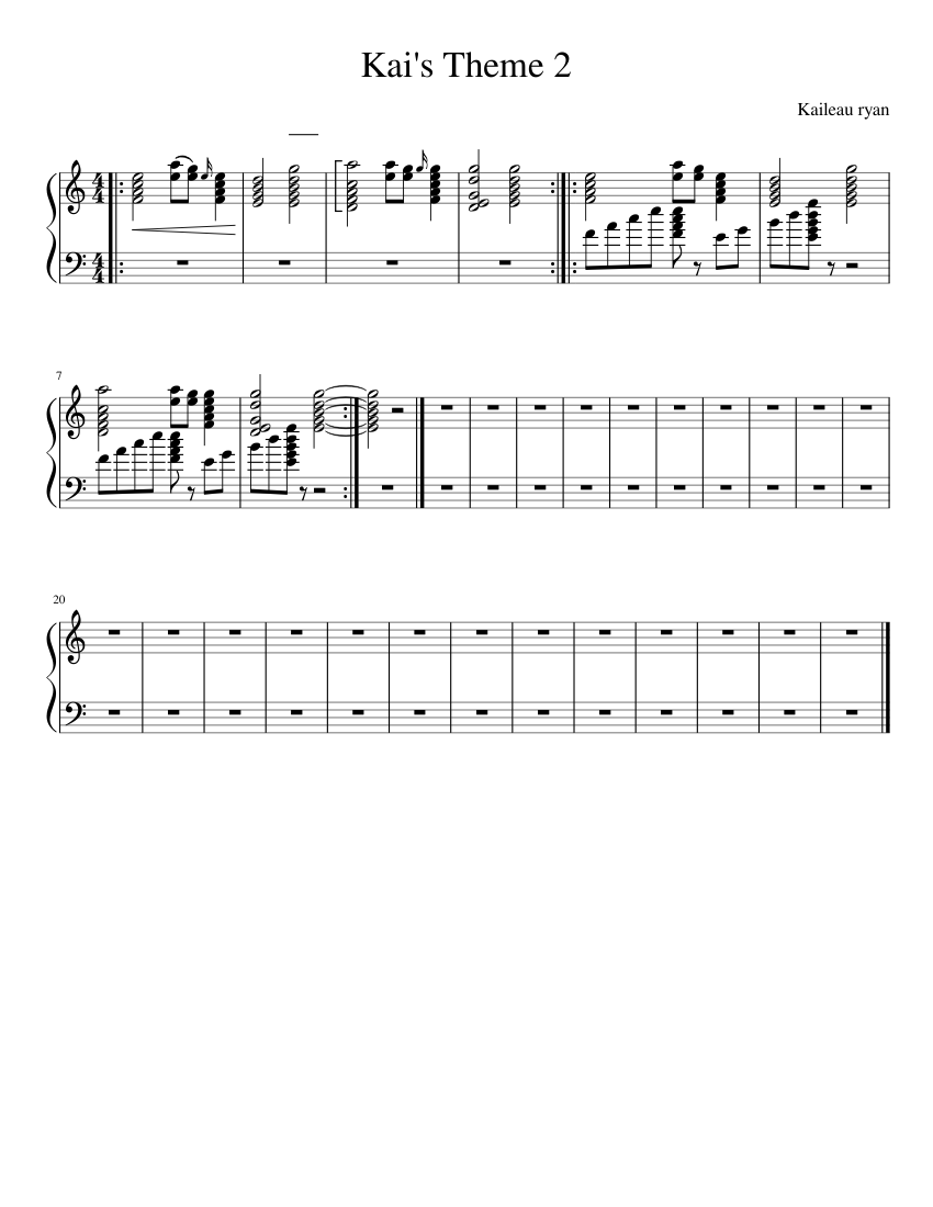 Kai s Theme 2 Sheet music for Piano | Download free in PDF or MIDI ...