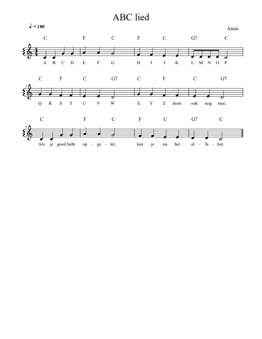 ABC lied Sheet music | Download free in PDF or MIDI | Musescore.com