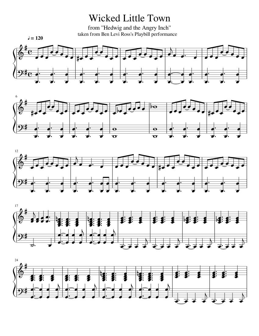 Wicked Little Town Sheet music for Piano | Download free in PDF or MIDI ...