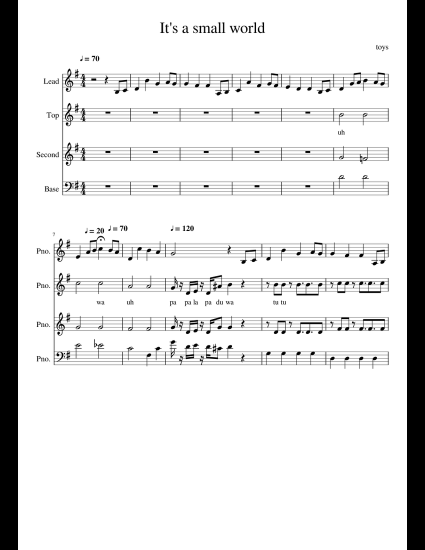 It s a small world# sheet music for Piano download free in PDF or MIDI