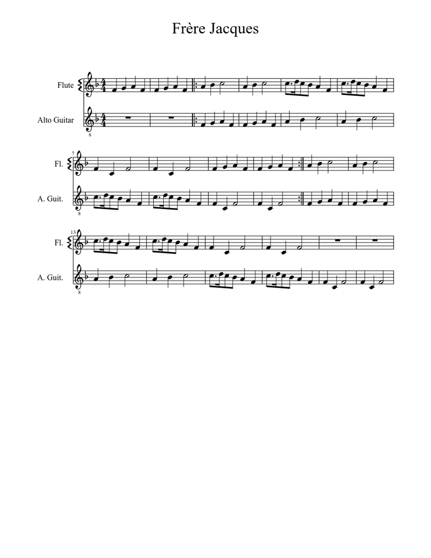 Frère Jacques Sheet music for Flute (Solo) | Musescore.com