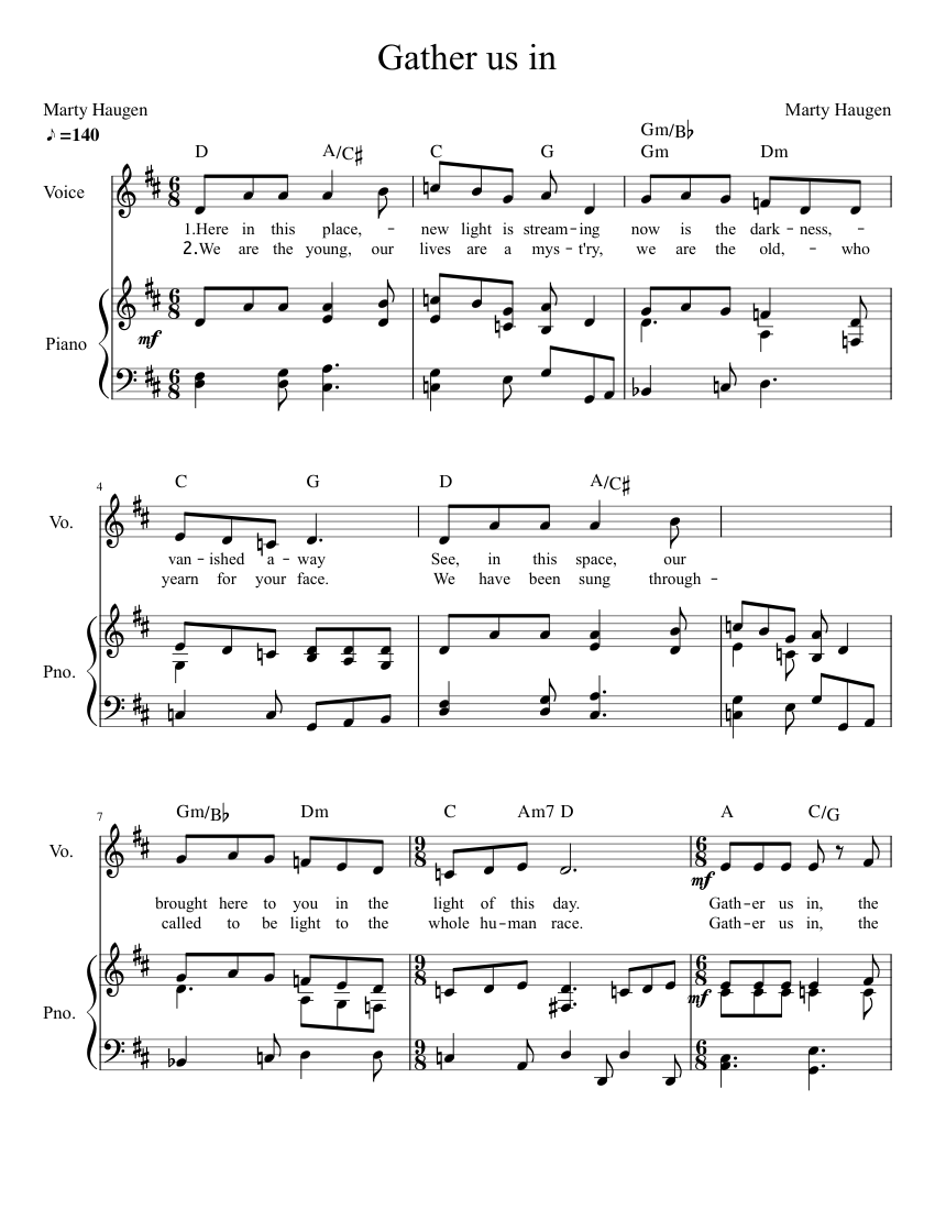 Gather us in sheet music for Piano, Voice download free in PDF or MIDI
