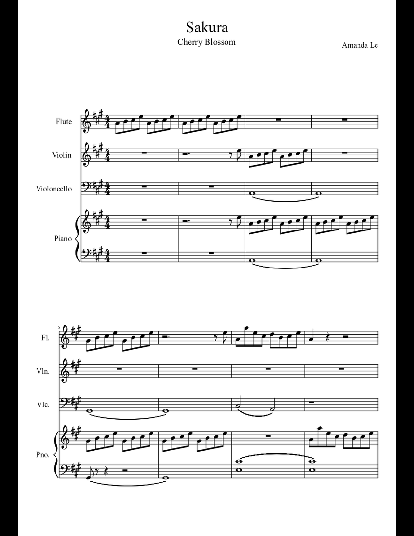 Sakura sheet music download free in PDF or MIDI