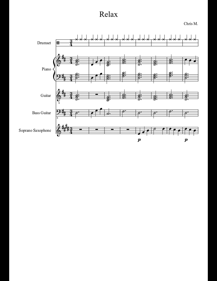 Relax sheet music download free in PDF or MIDI