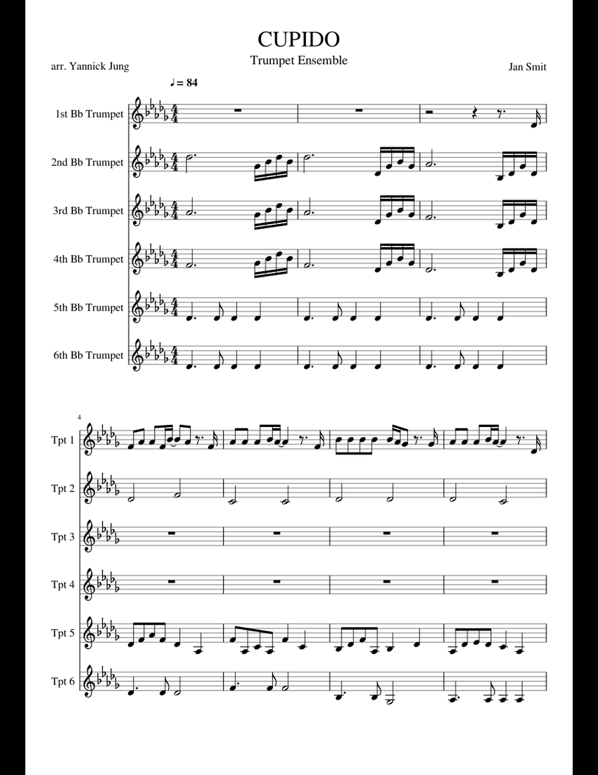 Cupido - Jan Smit - Trumpet Ensemble sheet music for Trumpet download ...
