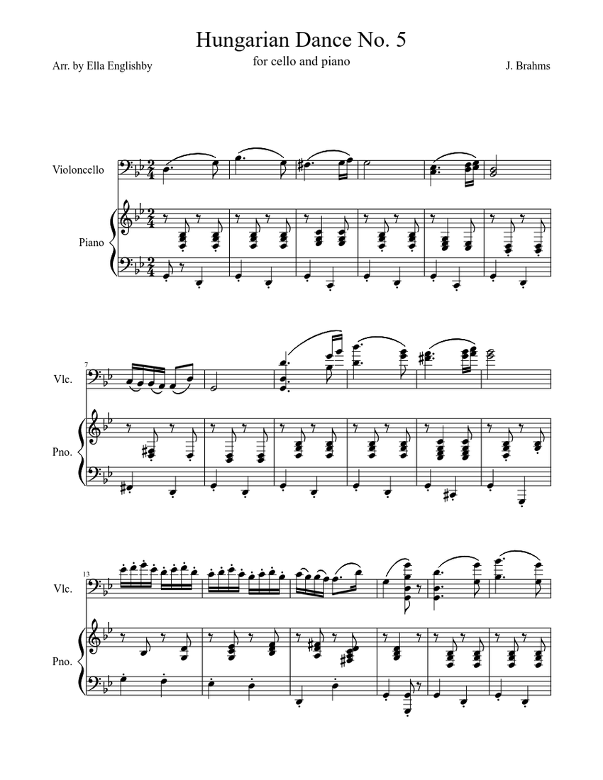 Hungarian Dance No. 5 Sheet music | Download free in PDF or MIDI ...