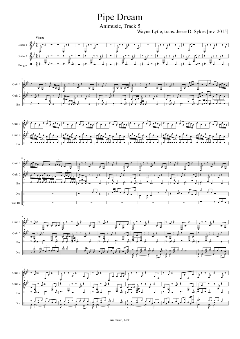 Animusic 1.5 - Pipe Dream sheet music for Guitar, Percussion download ...