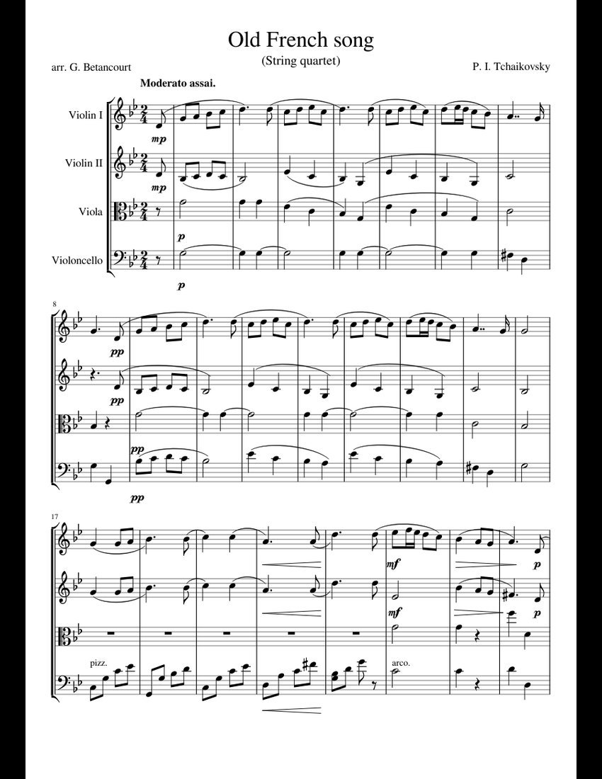 Old French song sheet music for Violin, Viola, Cello download free in ...
