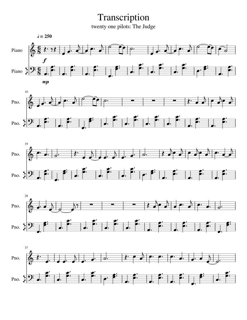 [unfinished] Twenty One Pilots: The Judge Sheet music for Piano ...