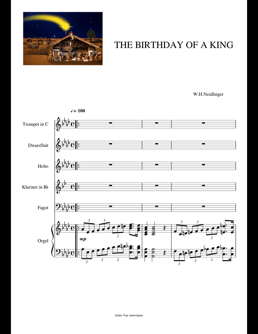 THE BIRTHDAY OF A KING sheet music for Flute, Clarinet, Trumpet, Oboe ...