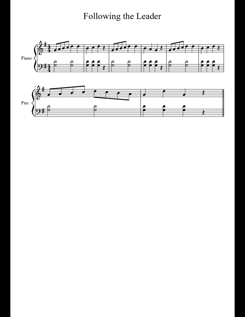 Following the Leader sheet music download free in PDF or MIDI