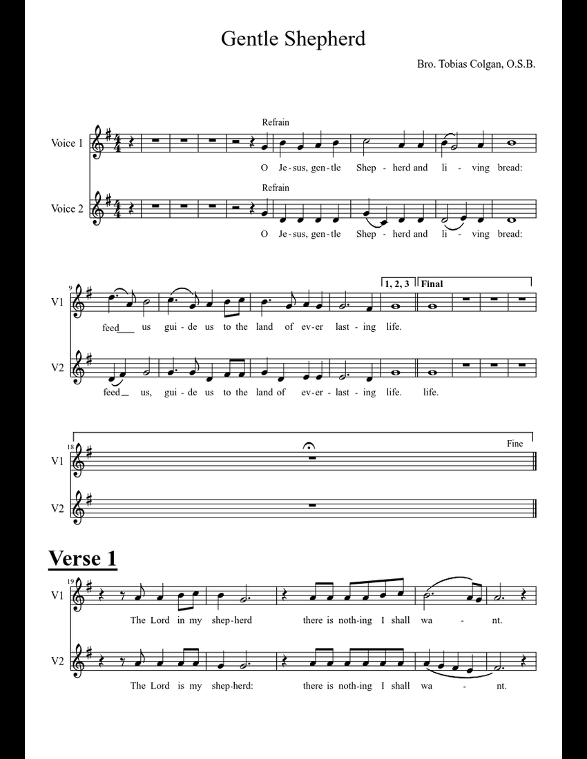 Gentle Shepherd sheet music download free in PDF or MIDI