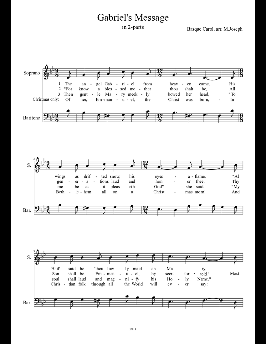 Gabriel's Message (Voice Parts Only) sheet music download free in PDF ...
