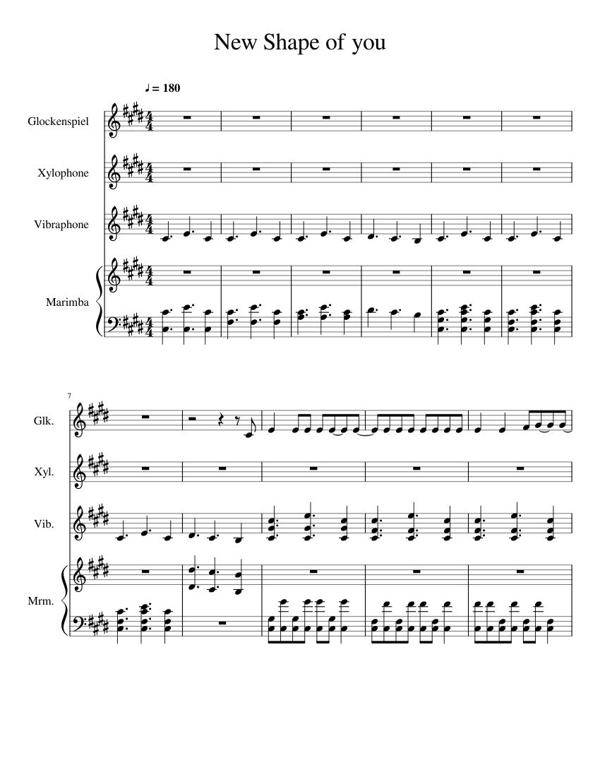 Shape of you sheet music for Percussion download free in PDF or MIDI