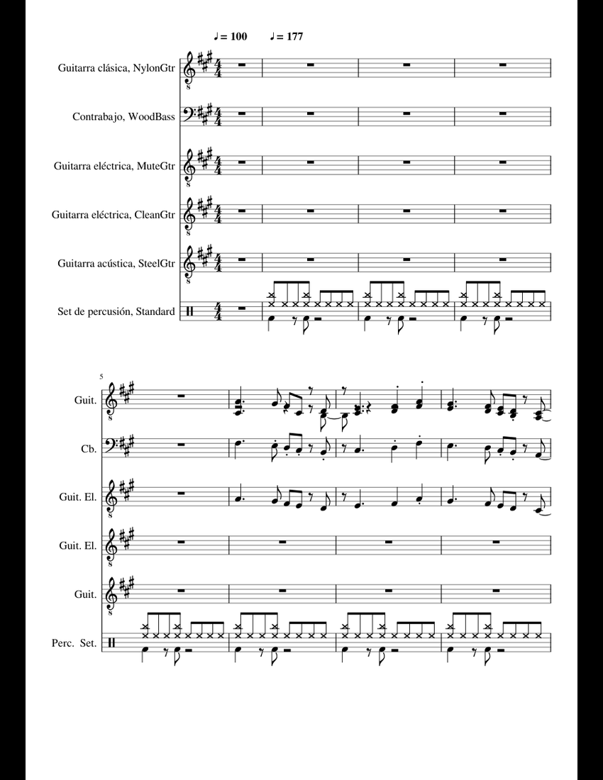 Fly me too the moon Versión Shadows sheet music for Guitar, Bass ...
