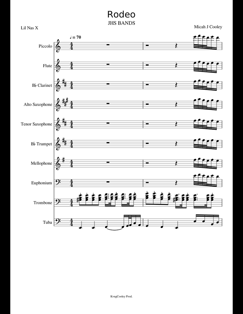 Rodeo sheet music for Flute, Clarinet, Piccolo, Alto Saxophone download ...