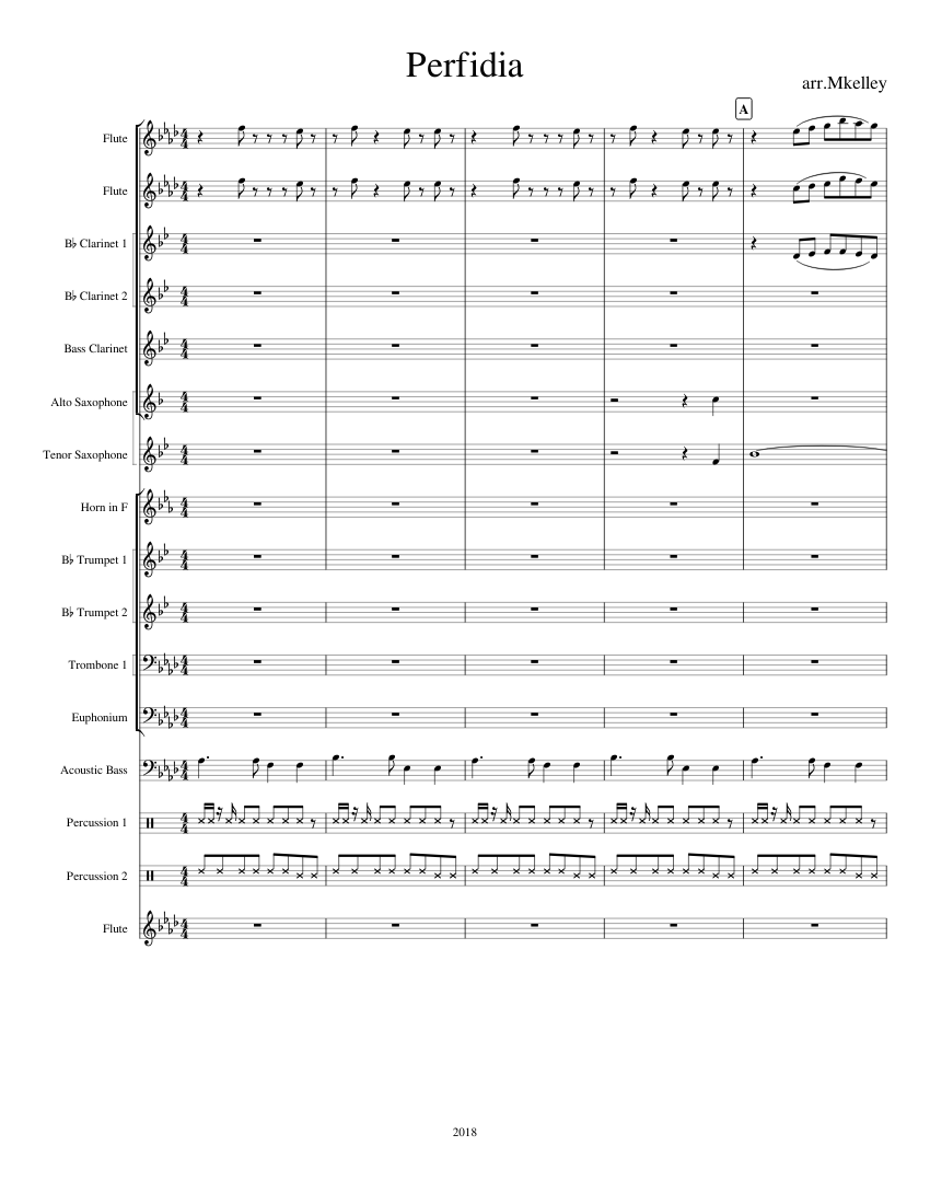 Perfidia Sheet music for Flute, Clarinet, Alto Saxophone, Tenor ...