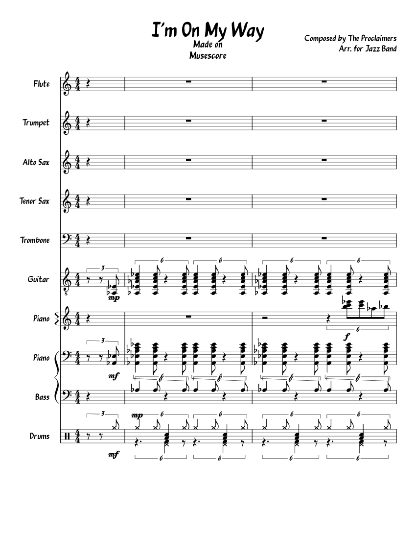 I'm On My Way Sheet music for Flute, Piano, Trumpet, Alto Saxophone ...