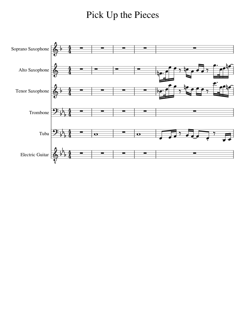 Pick Up the Pieces Sheet music for Soprano Saxophone, Alto Saxophone ...