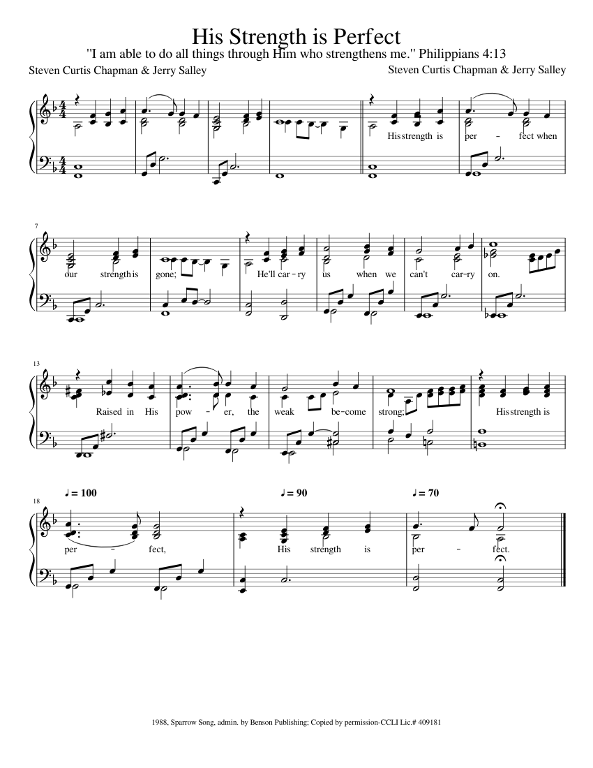 His Strength is Perfect Sheet music for Piano | Download free in PDF or ...